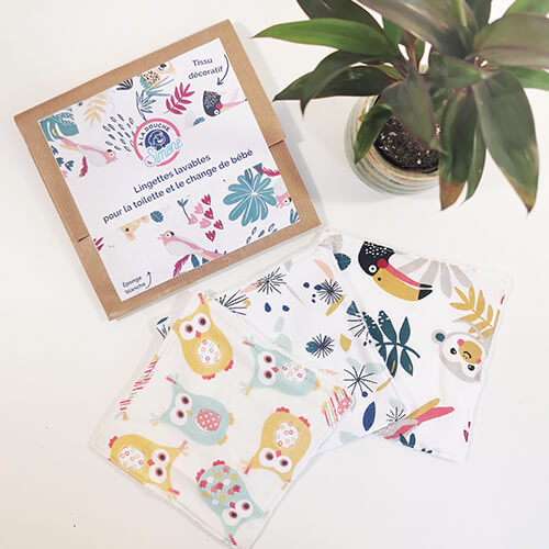 Lot de 3 lingettes lavables bébé - Idée box cadeau
