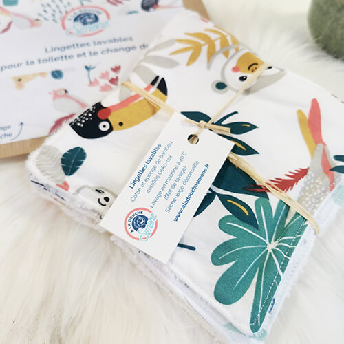 Lot de 3 lingettes lavables bébé - Idée box cadeau