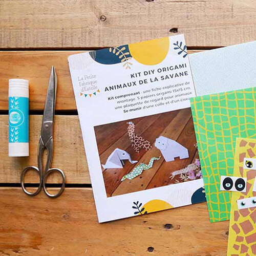 Kit DIY origami - Animaux de la savane - Idée box cadeau